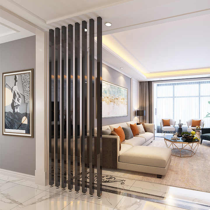 Customized Metal Pillar Luxury Living Room Partition Shiny Gold Modern ...