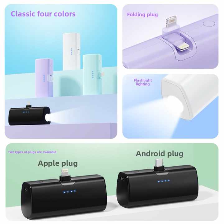 Mini Folding Charging Plug Capsule Portable Power Bank 3000 MAh 5000 ...