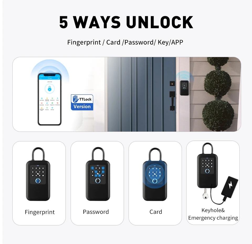 Waterproof Smart Key Box Physical Buton Fingerprint Password Card Key ...