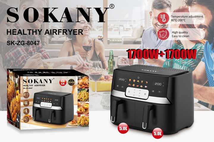 Sokany Two Zones Cyclonic Air Fryer - Dual-Use Cooking Power