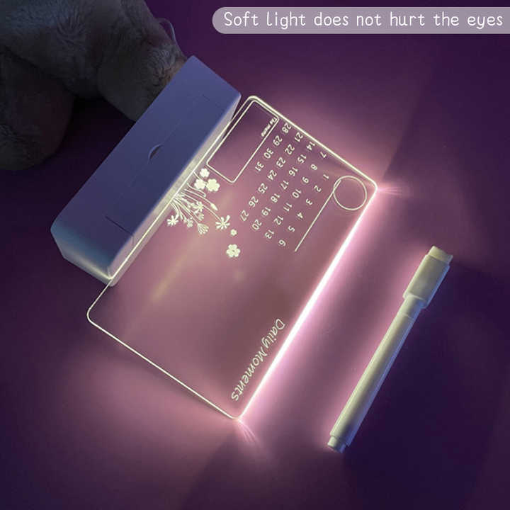 Acrylic Creative Note Board with LED Night Light Lamp