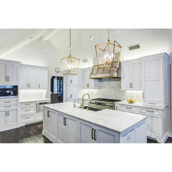 Vermont Modern White Kitchen Cabinet Set With Countertops and Wooden ...