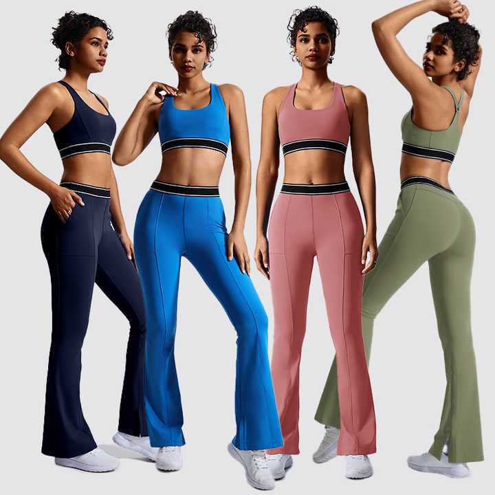 Hingto 2 Piece Yoga Set Custom Sports Fitness Yoga Flare Pants Set Yoga Outfit Women Sets ...