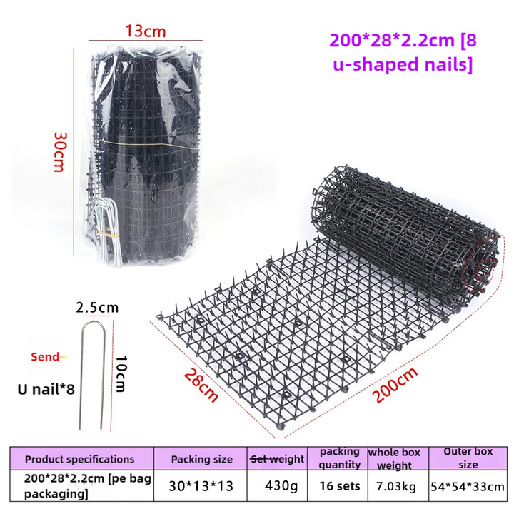 Solid Outdoor Spike Deterrent Mat Cat Scat Mat with Spikes and Prickle ...