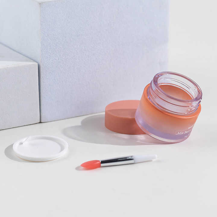 Pink 20g Lip Mask Jar with Lip Brush Container Empty Jar Mini Cosmetic ...