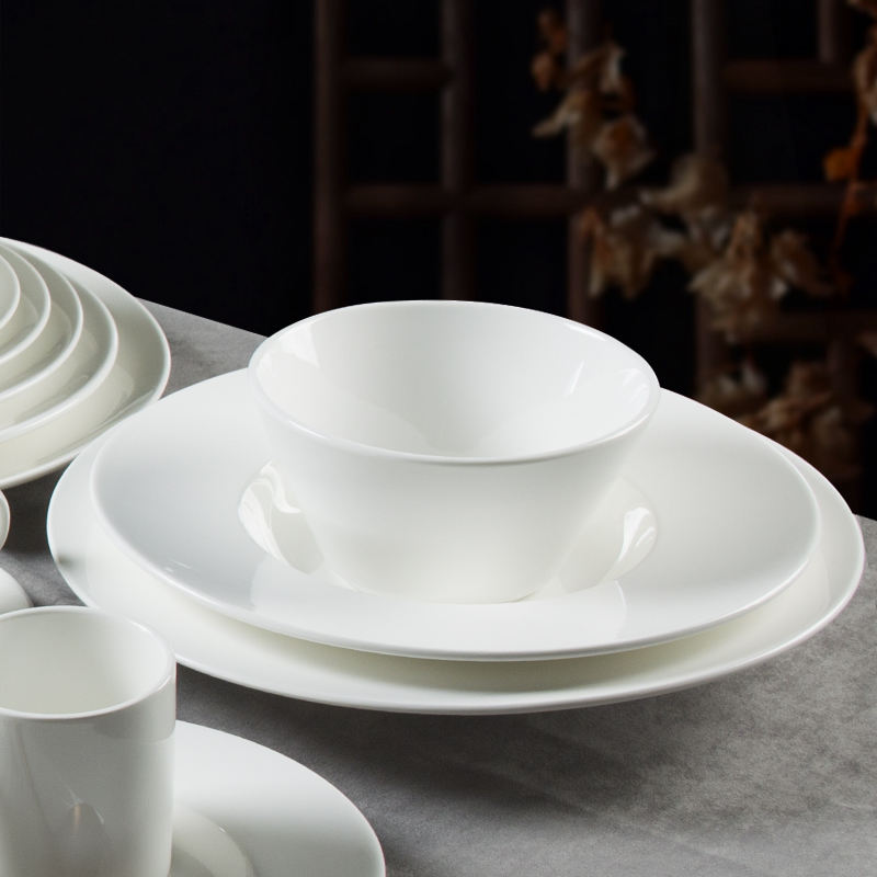 Classic White Ceramic Dinner Set - Durable & Versatile