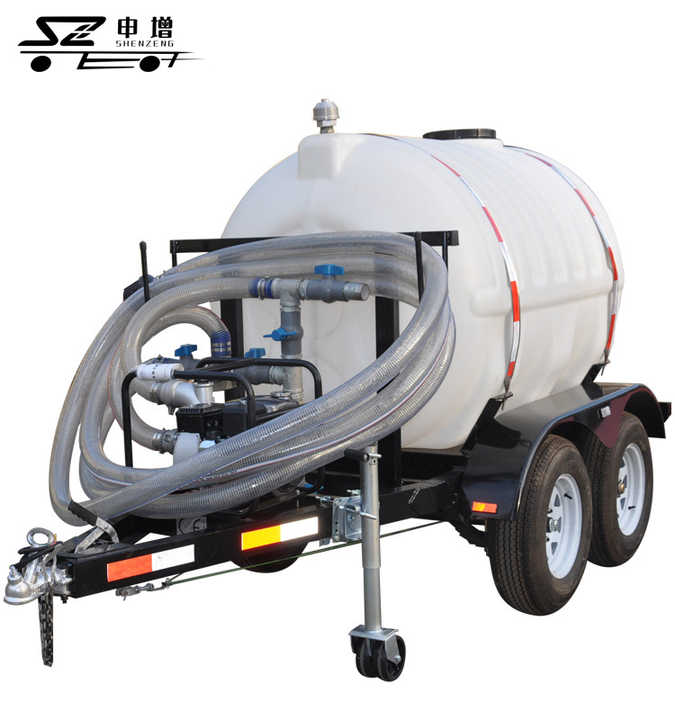 2000L Plastic Water Tank Trailer with Pump - Car Bowser