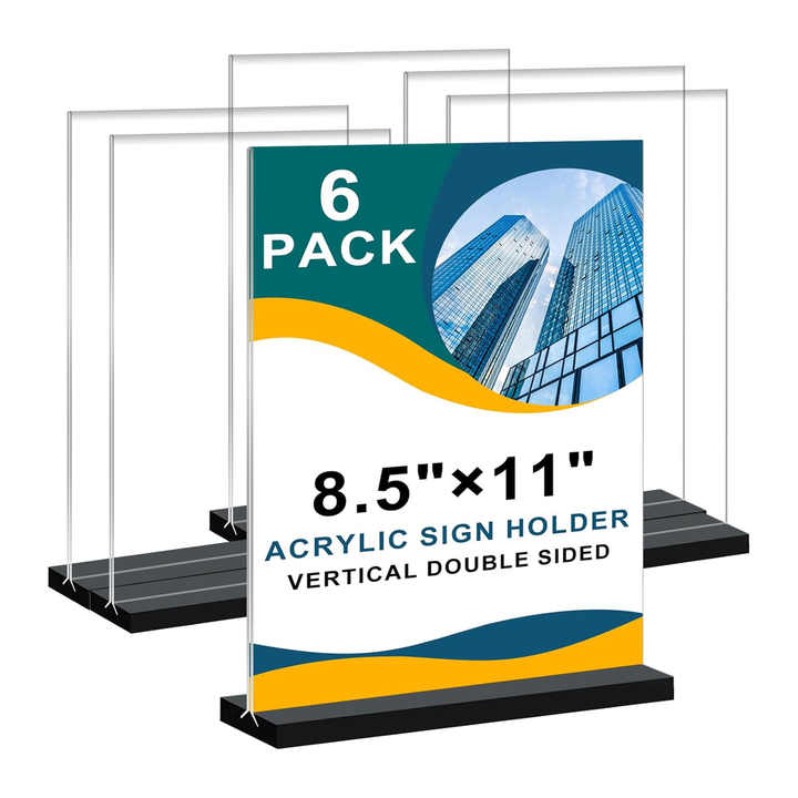 Acrylic Sign Holder 8.5x11 - Clear Double-Sided Display