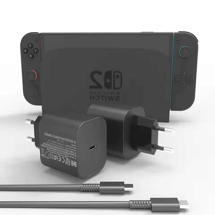 60W GaN PD Protocol Switch2 Charger with Type-C Port AC/DC 5V 3A Adapter for Nintendo Switch ...
