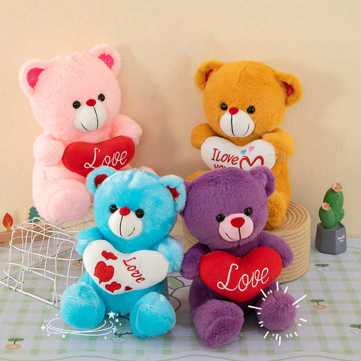 Love Heart Teddy Bear Stuffed Toy Home Decor Couple Doll Valentines ...