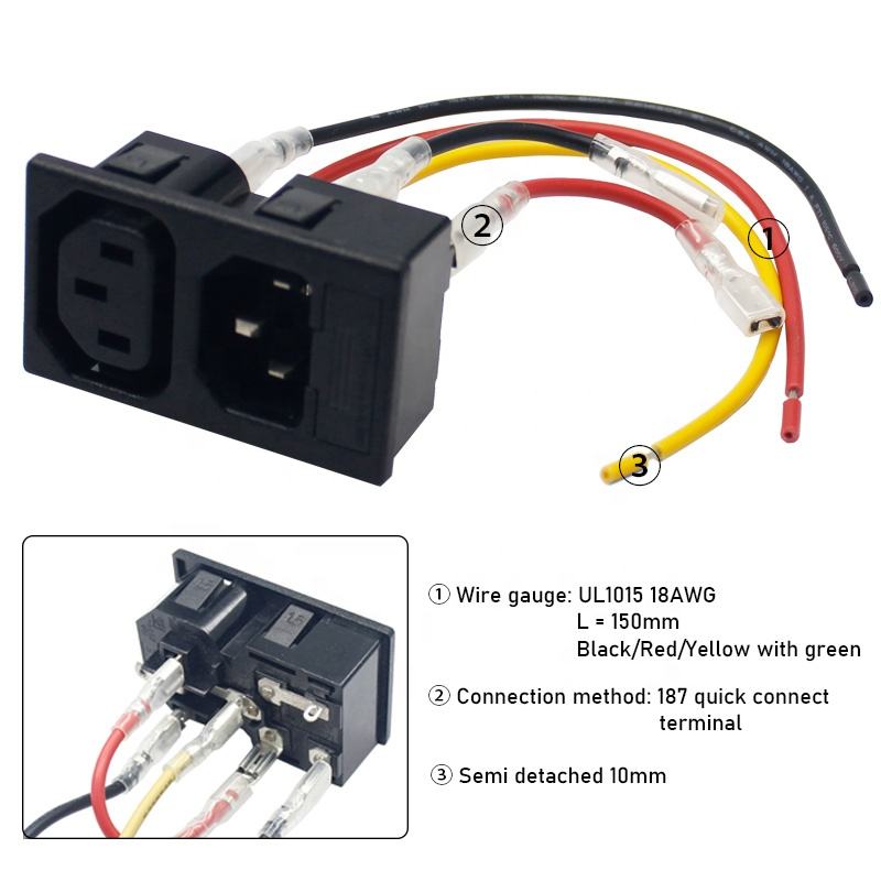 IEC AC Power Inlet Connector C13 and C14 AC Socket 1.5 Card Slots Plug ...