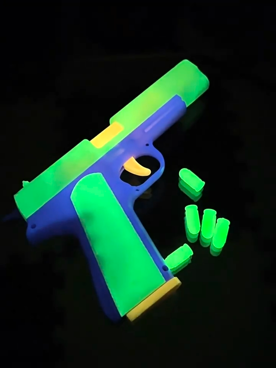 3D Printed Mini Plastic Toy Gun with Soft Bullet Ejection - Cute Anti ...