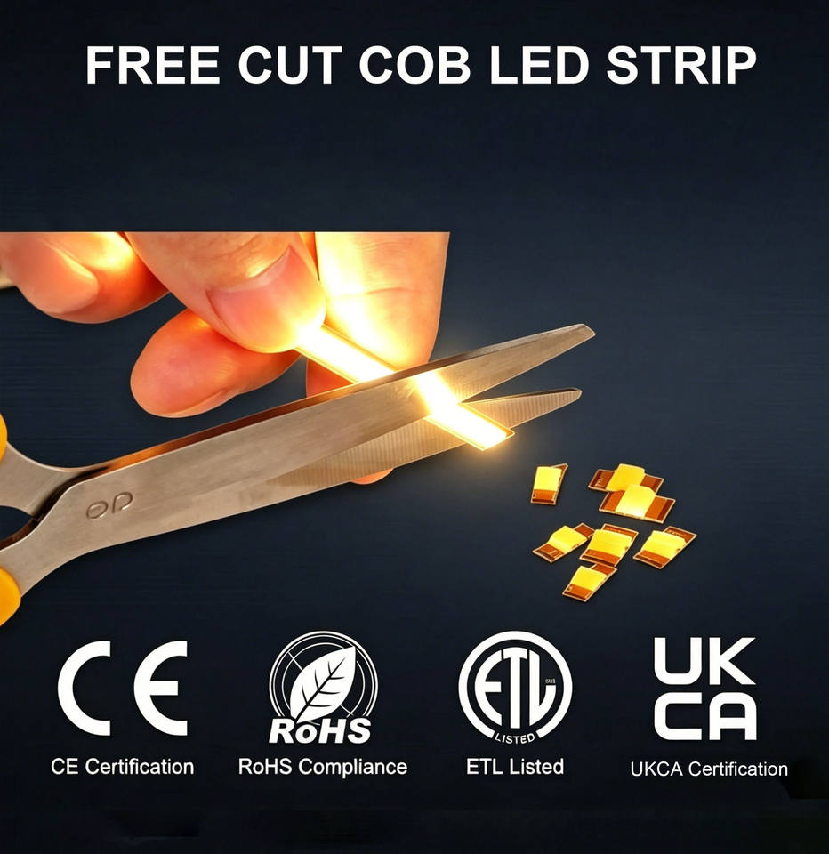 Free-Cutting COB LED Strip 480LEDs/M 8mm Cut Anywhere COB Light Strip ...