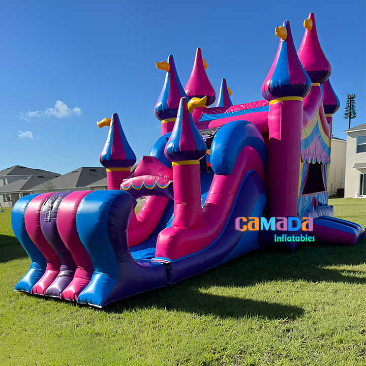 Purple Pink Indoor/Outdoor Kids Inflatable Bouncer Dry/Water Slide ...