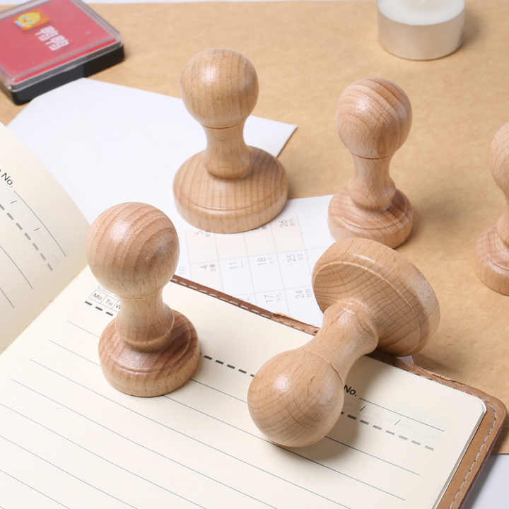 Stamp Wood Round Handle Wooden Knobs Stamp Mounts Drawer Pulls for ...