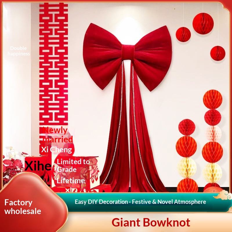 Window Decoration China Giant Oversized Red Velvet Bow Tie Wedding Room ...