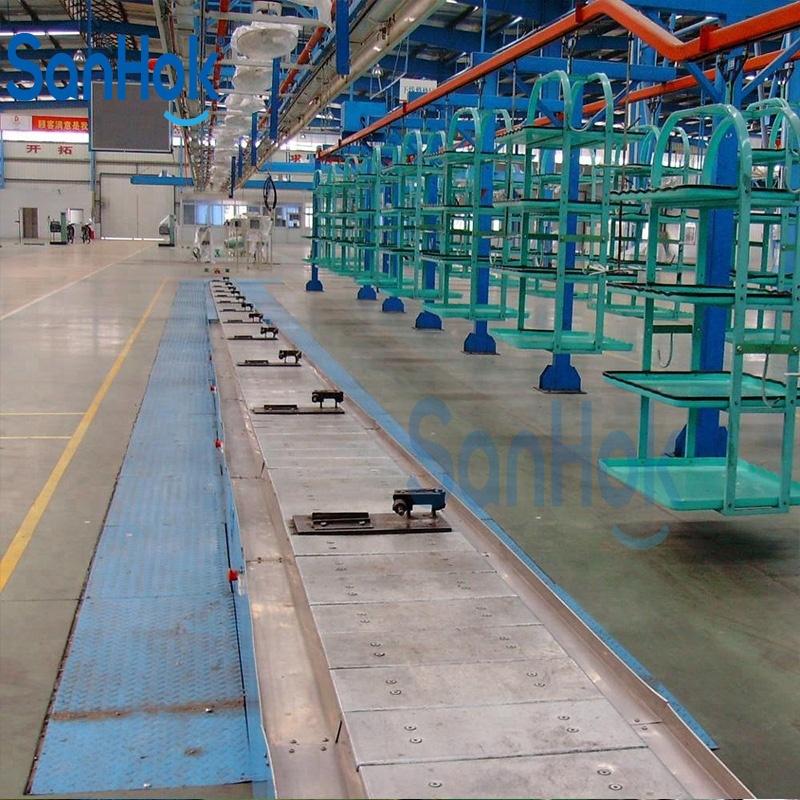 Automatic plate chain conveyor electric motorcycle assembly line with ...