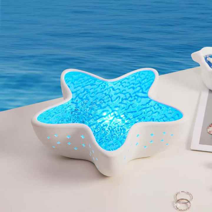Starfish Water Ripple Night Light Romantic Ocean Blue Atmosphere Lamp ...