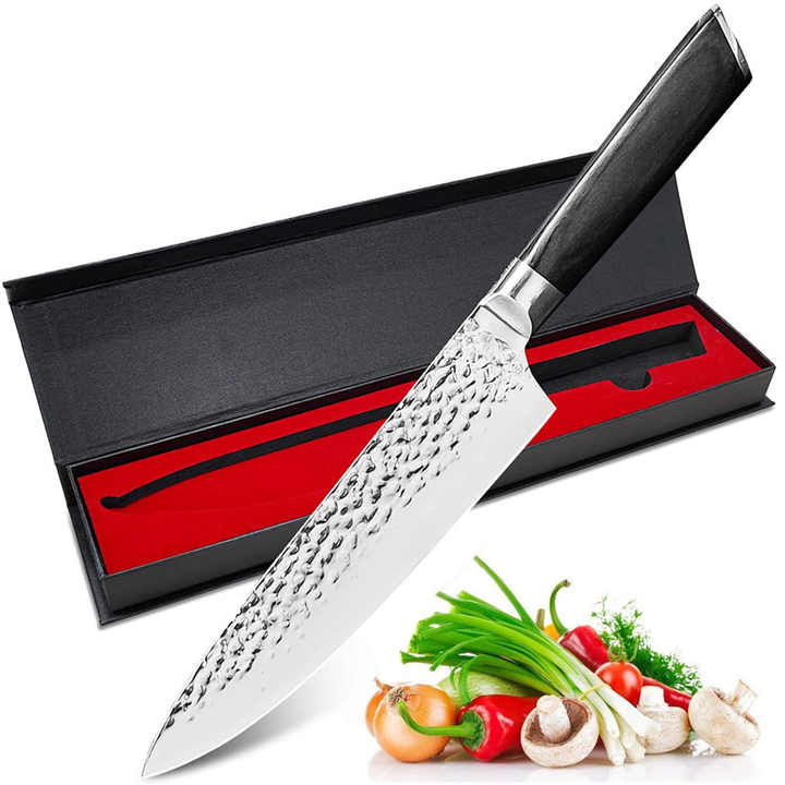 Handmade Traditional Chef Knife Set Carbon Steel Blades with Ebony Wood ...