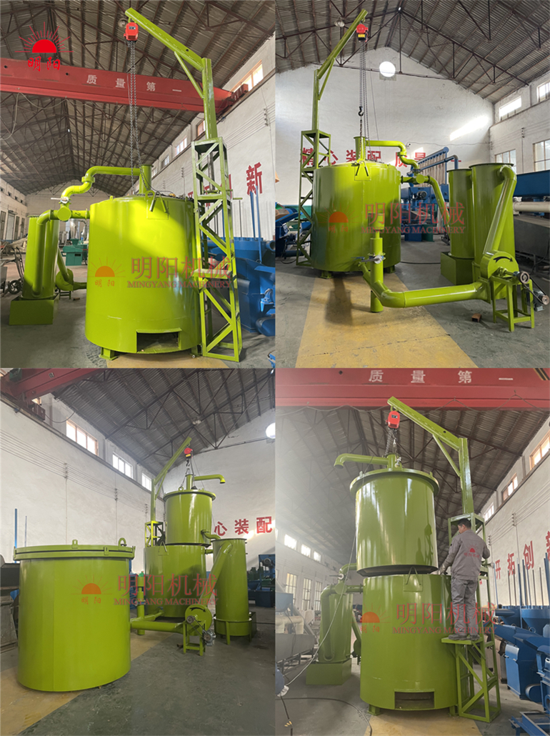 Wood flow continuous coconut shell biochar carbonization furnace ...