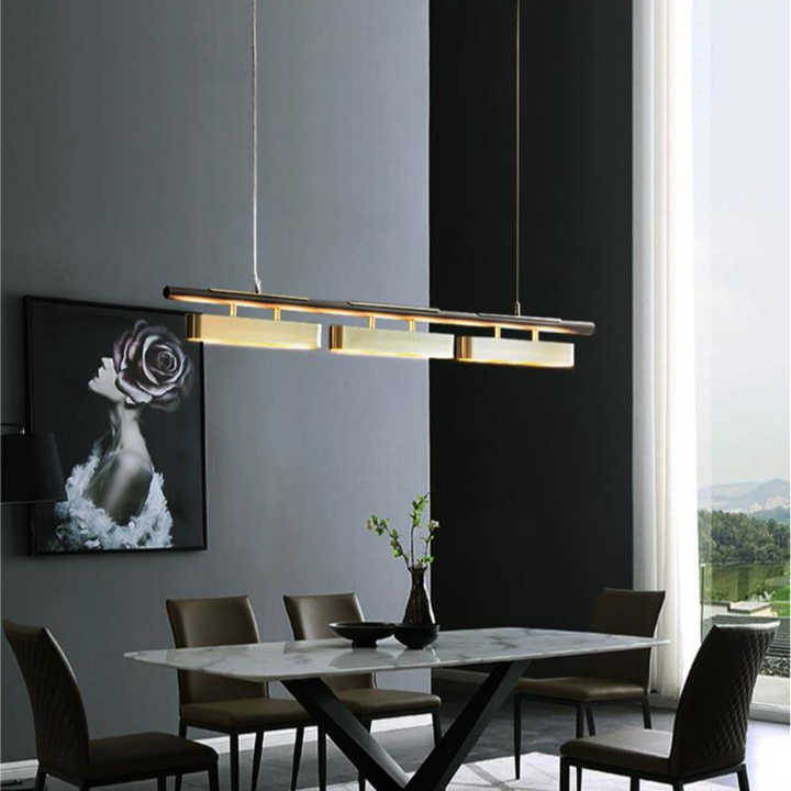 Luxury Designer Nordic Line Dining Room Copper Hanging Ceiling Lighting ...