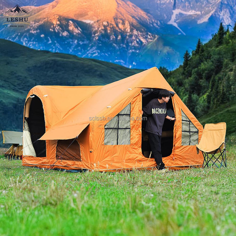 High MOQ Customizable logo 8-10 Person Orange Inflatable Camping Tent ...