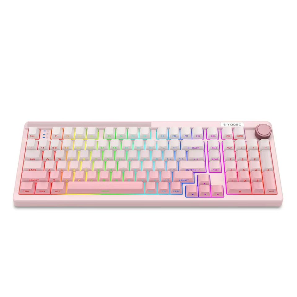 100 Key Tri-mode RGB Mechanical Gaming Keyboard Gradient Pink PBT ...