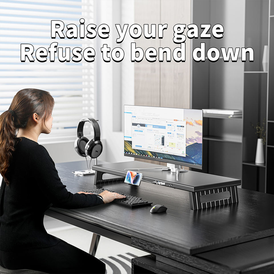 GECKO STROLL New Office Ergonomic Monitor Riser Stand 90 Degrees Tilt ...