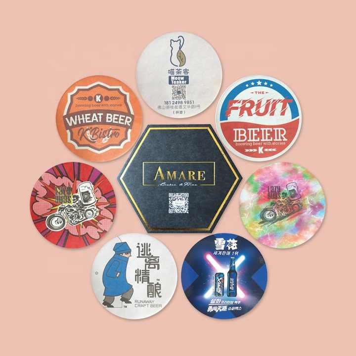 Lovely Heart Round Printed Disposable Paper Cup Coaster Cartoon Animal ...