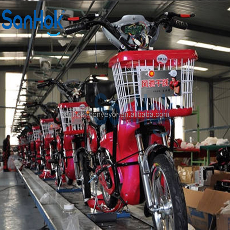 Automatic plate chain conveyor electric motorcycle assembly line with ...