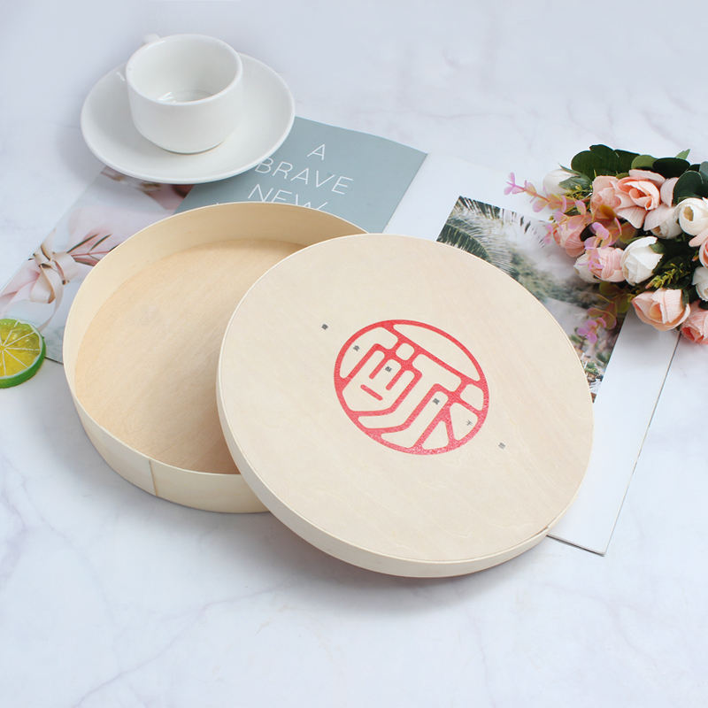 Mini Balsa Wood Cheese Cake Box Round Wooden Cheese Boxes
