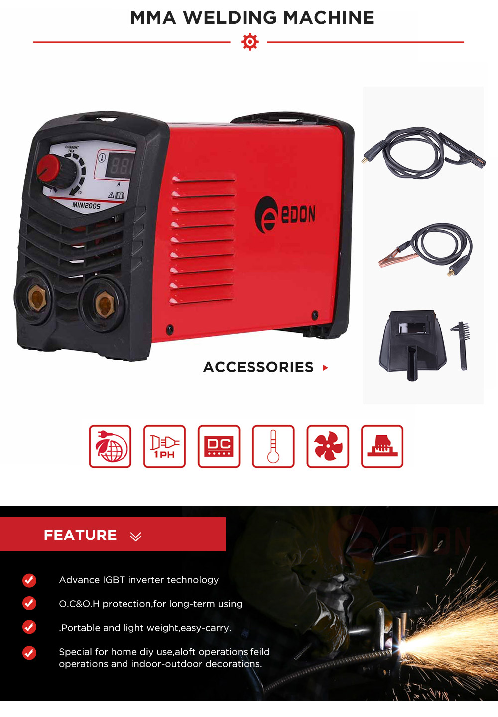 Mini-200s Edon Máy Hàn Mma Nhỏ Gọn Nhẹ Di Động Máy Hàn Biến Tần 85% 10 ...