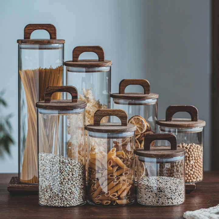 Transparent Glass Storage Jars - Eco-Friendly & Durable