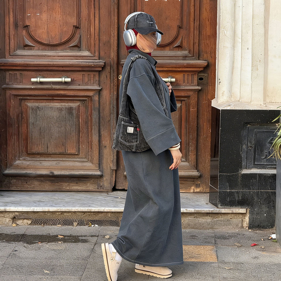 Loriya Dubai Street Style Elegant Oversize Denim Abaya Dress Maxi for ...
