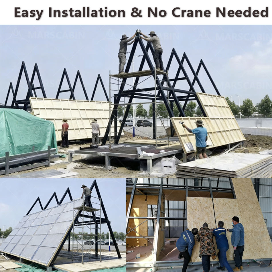 a Frame Triangular Prefab Cabins With Modular Design and Insulated ...