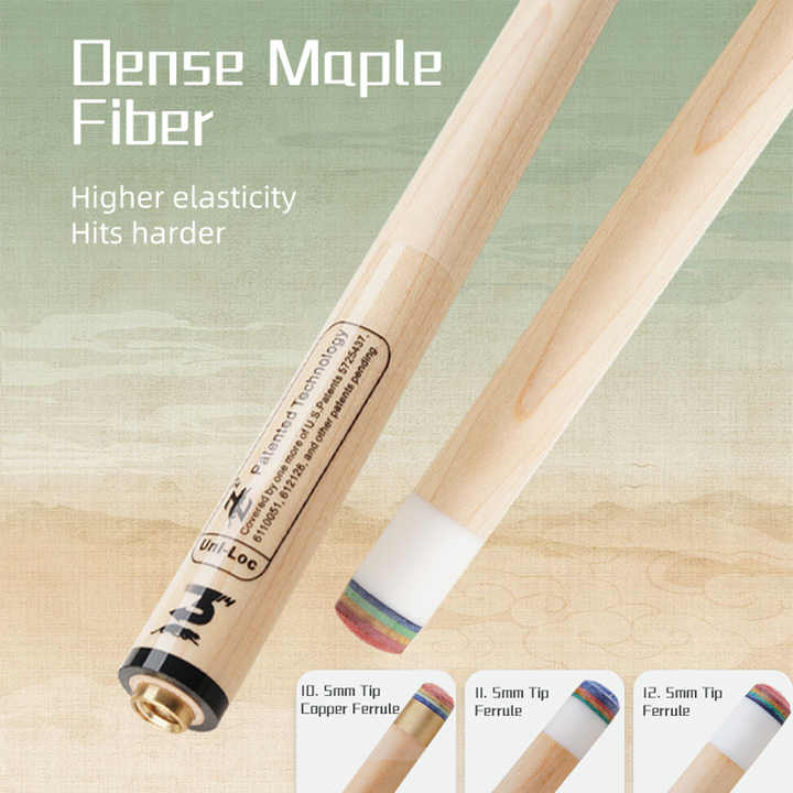 Maple Shaft Pool Cue Replacement 10.5/11.5/12.5mm with Rainbow Tip