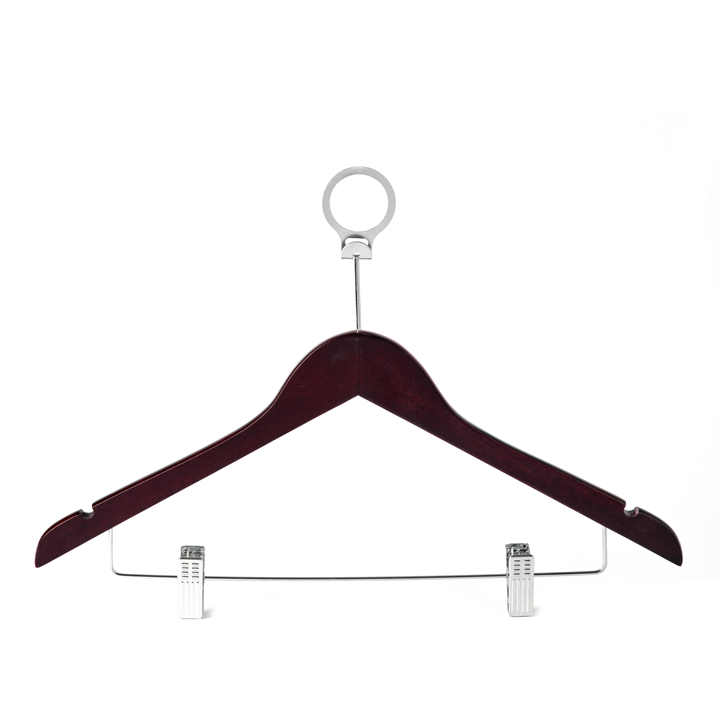 Wholesale Hotel Wooden Hangers With Clips and Anti -theft Ring Clothes ...
