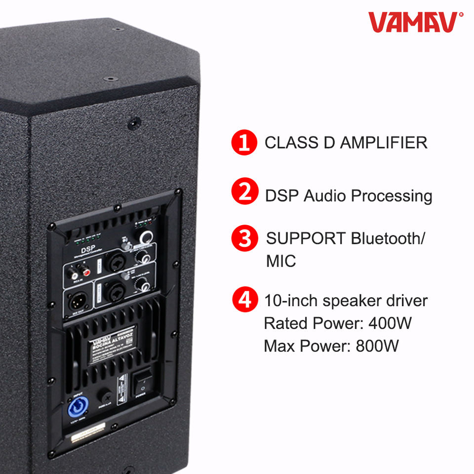 AMAV Pro Audio NOVA TX10 10-inch Wooden Active Speaker, 400W RMS, Built ...