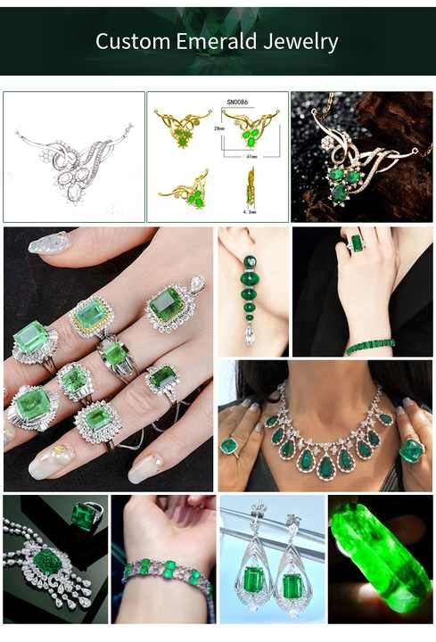 Redleaf Jewelry Lab Grown Emerald Green Synthetic Lab Created Emerald ...