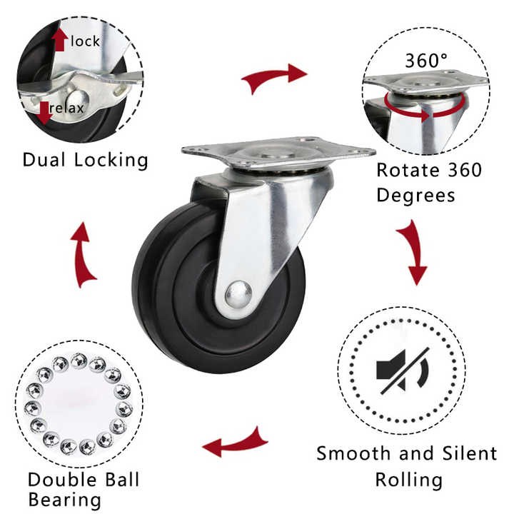 Small Castor Wheel Rigid Furniture Casters Wheels Cast Roller Bearing ...