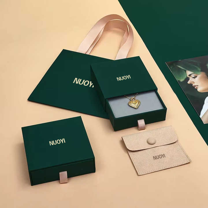 Custom Dark Green Cardboard Jewelry Drawer Box - Luxury Packaging