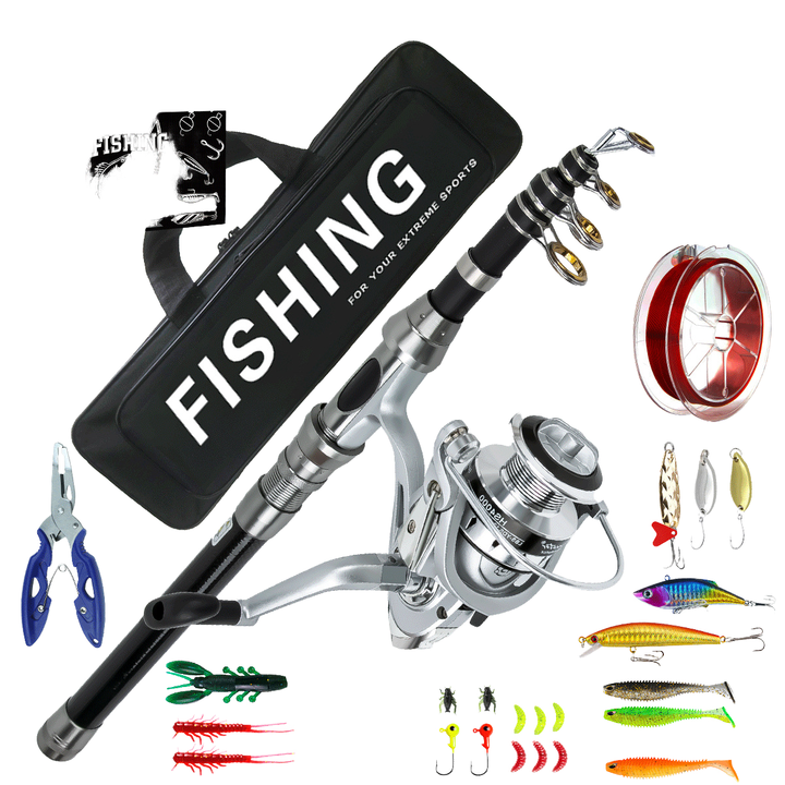 Carbon Lure Rod and Reel Set, Sea Fishing Rod, Telescopic Fishing Rod ...
