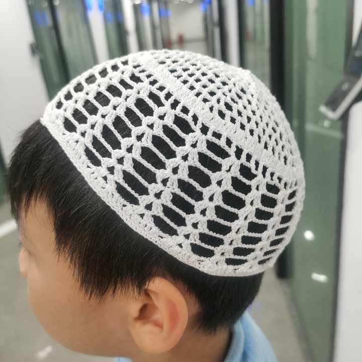 Wholesale White Crochet Islamic Cotton Hat White Muslim Prayer Cap With ...