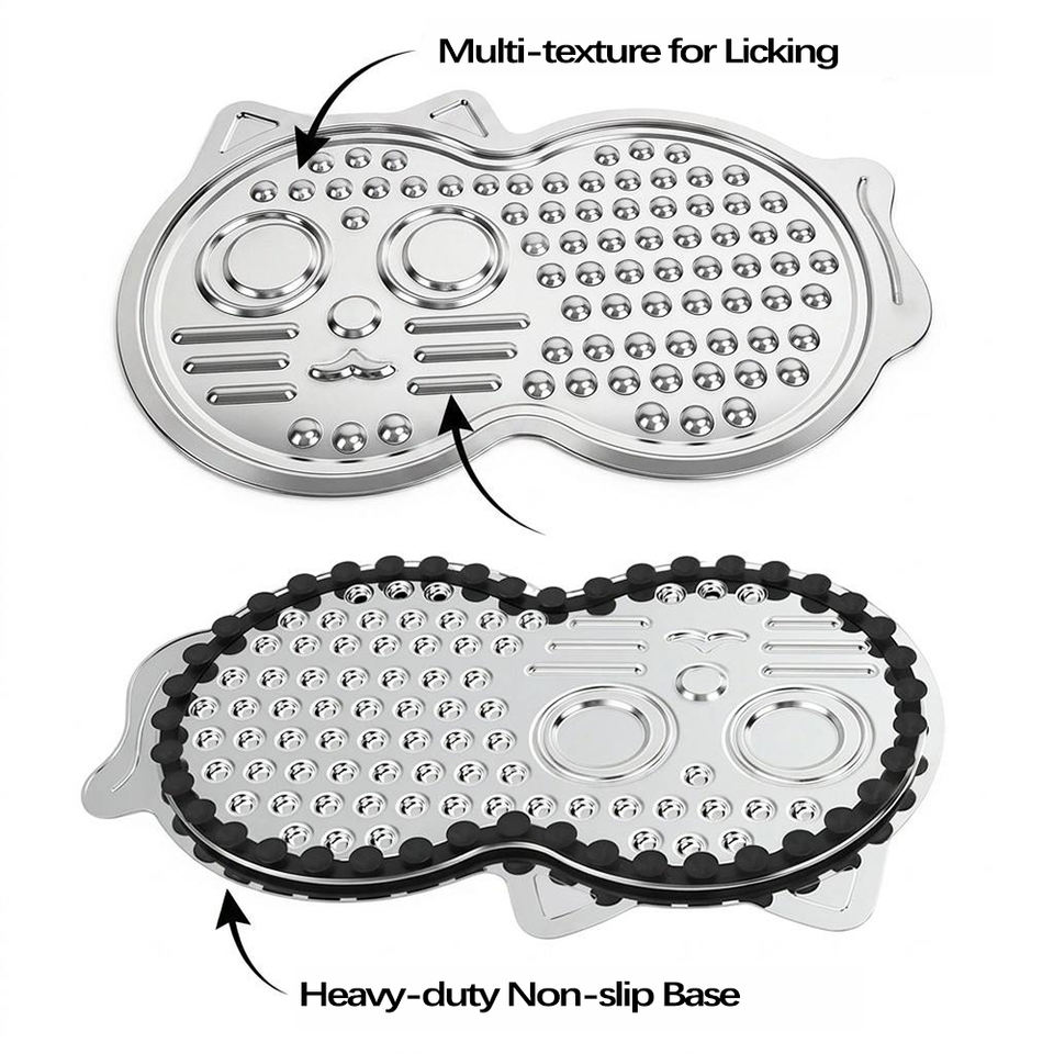 Stainless Steel Dog Licking Mat Slow Feeder Bowl Pet Food Bath Mat Tray ...