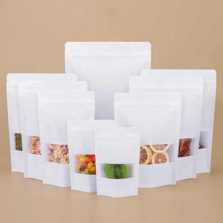 White Craft Paper Doypack Zipper - Sustainable Food Packaging