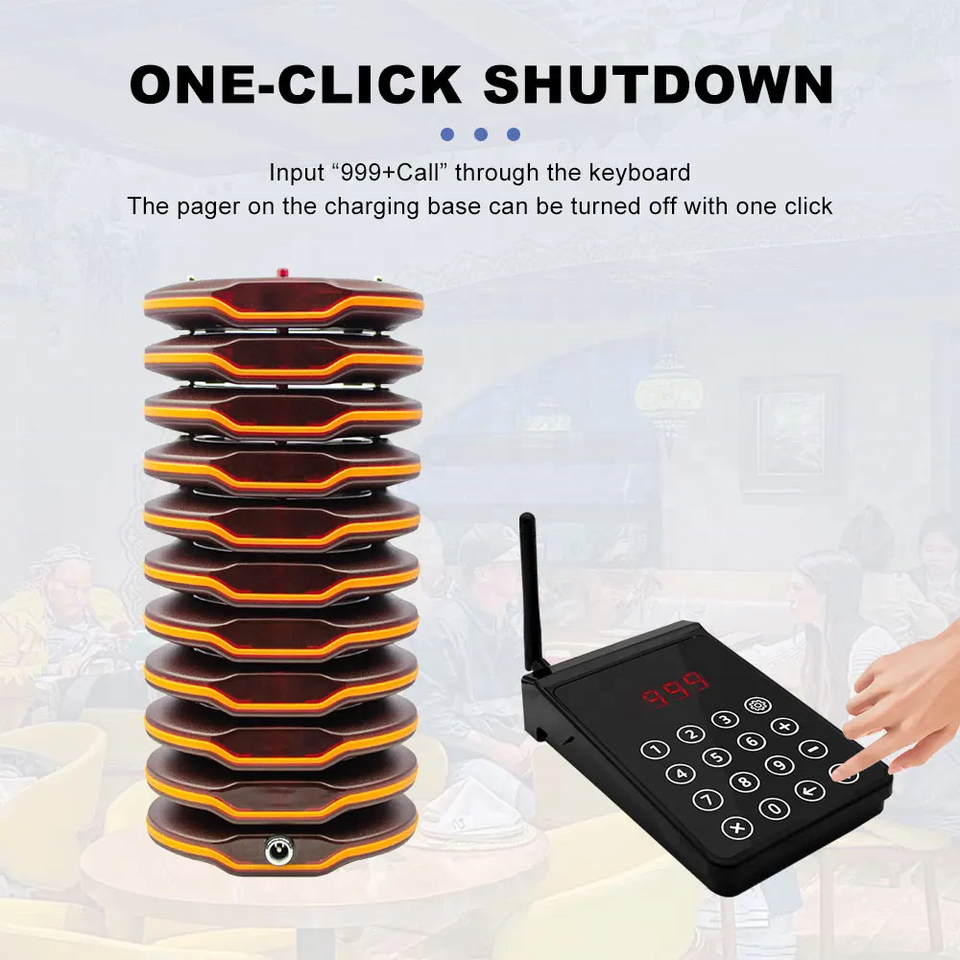 Cafe Home Long Range Keypad Beeper 1 Base 10 Buzzers Waterproof ...