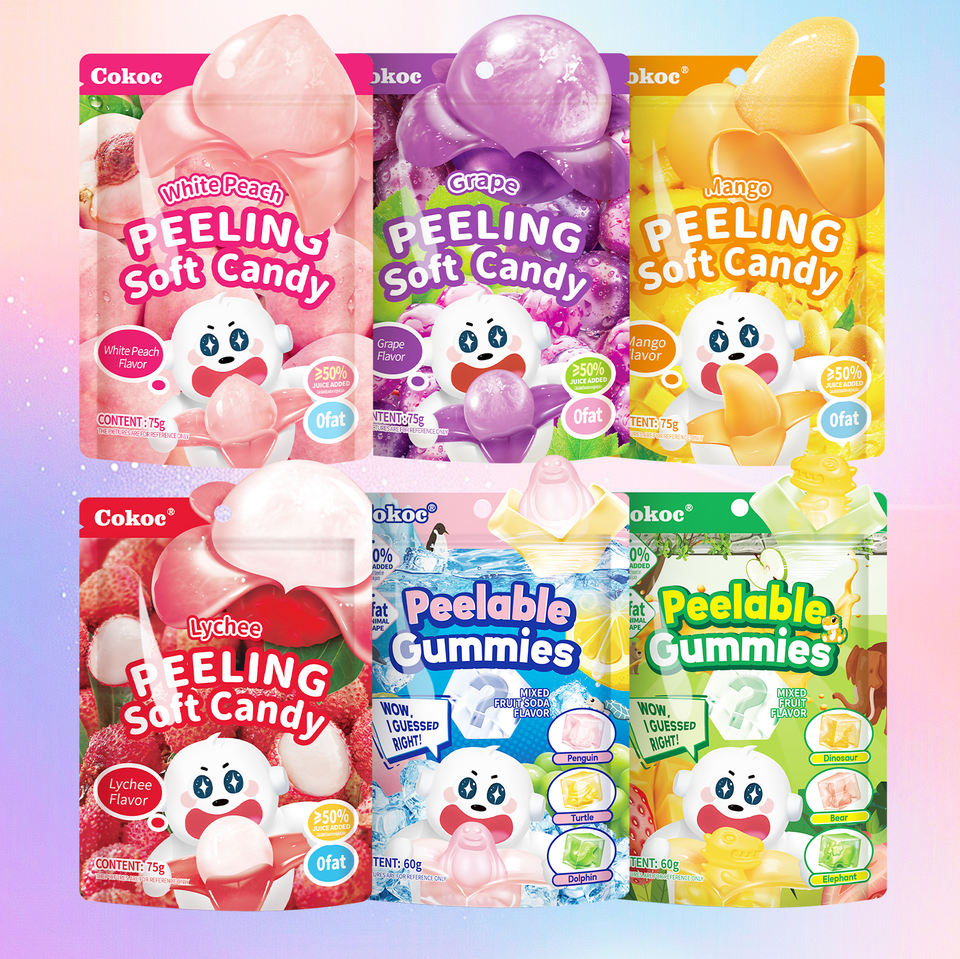 Cokoc Peelable Gummy Candy- 6-Pack Fixed FlavorEdition |Dual-layer ...