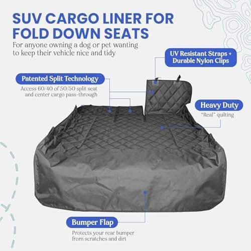 4Knines Large Black SUV Cargo Liner Durable Waterproof Dog Trunk Mat 60 ...