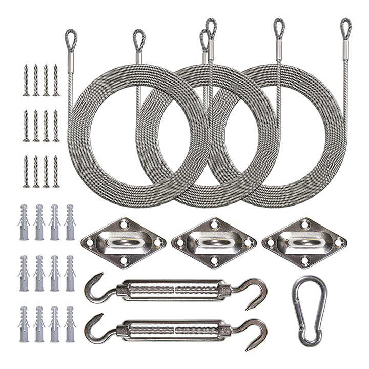 6mm Sun Sail Shade Installation Accessory Hardware with Wire Rope Cable ...