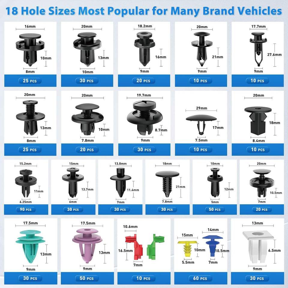 725PCS Universal Plastic Fastener Car Bumper Clips SOLUDE